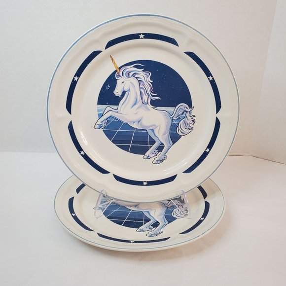 Tienshan | Dining | Vintage Tienshan Stoneware Blue Unicorn Fantasy ...